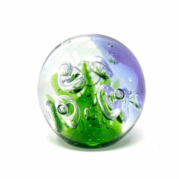 Accents | Art Glass Paperweight With Large Unique Controlled Bubbles ...